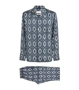 Harrods Silk Geometric Tile Print Pyjama Set