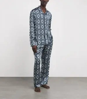 Harrods Silk Geometric Tile Print Pyjama Set