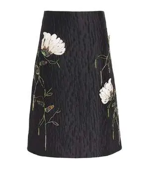 Simkhai Floral Jacquard Arla Midi Skirt - Black