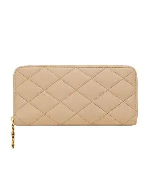 Saint Laurent Matelassé Zip-up Wallet - White