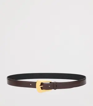 Saint Laurent Leather Belt With Folk Buckle - Brown