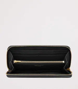 Saint Laurent Matelassé Zip-up Wallet - Black