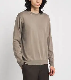 Sunspel Cotton Lightweight Crew-neck Sweater - Beige