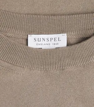 Sunspel Cotton Lightweight Crew-neck Sweater - Beige