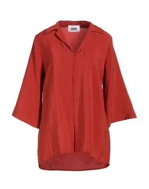 Alpha Studio Woven Shirt With Camp Collar - Red