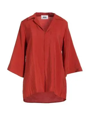 Alpha Studio Woven Shirt With Camp Collar - Red