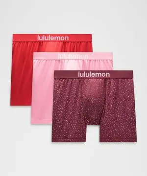 Lululemon Always In Motion Boxer Brief 5" Heart Scatter Dot Mini Candy Cloud Burgundy Bay/candy Cloud/oxford Red