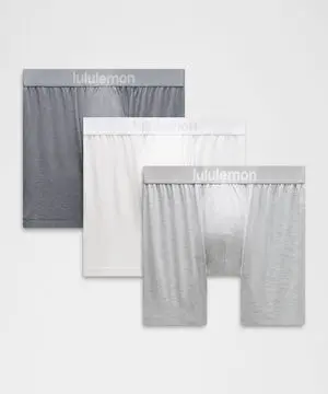 Lululemon Always In Motion Boxer Brief 5" Heathered Solar Grey/heathered Silver Drop/white