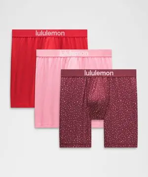 Lululemon Always In Motion Boxer Brief 7" Heart Scatter Dot Mini Candy Cloud Burgundy Bay/candy Cloud/oxford Red