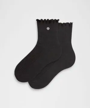 Lululemon Lettuce Edge Quarter Socks - Black/coconut Ivory