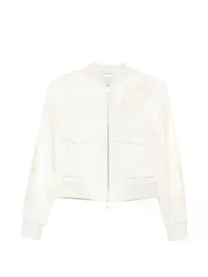 ERMANNO FIRENZE Embroidered Bomber Jacket - Neutrals