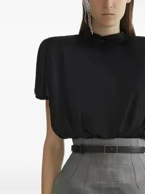 MUGLER Draped Collarless Top