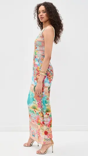 Camilla Square Neck Beach Maxi Dress With Low Back