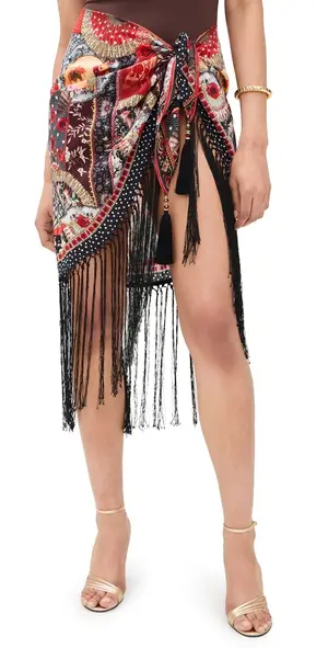Camilla Mini Sarong With Long Fringe Trim - Daughters Of Duende
