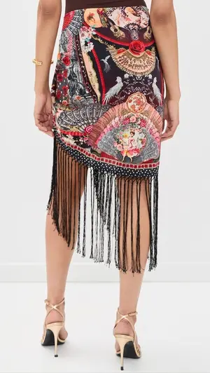 Camilla Mini Sarong With Long Fringe Trim