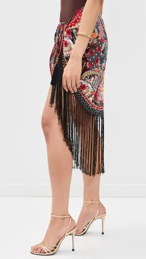 Camilla Mini Sarong With Long Fringe Trim