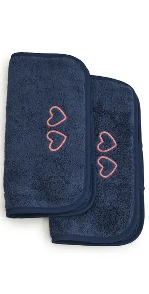 WEEZIE Makeup Towels 2 Pack - Coral Hearts