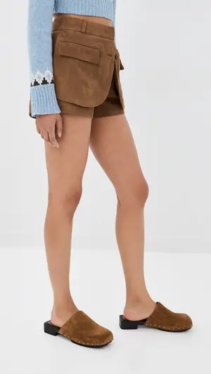Monse Deconstructed Suede Shorts