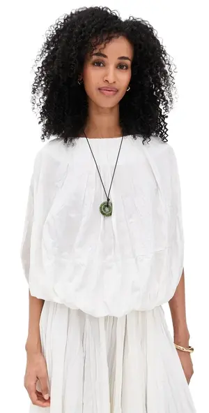 MEIMEIJ Relaxed Oversized Pleated Peasant Top