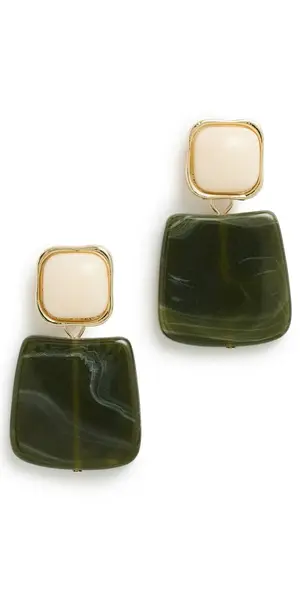 BY ADINA EDEN Drop Stud Earrings - Green