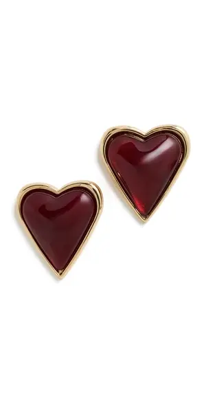 BY ADINA EDEN Crimson Heart Bezel Stone Stud Earrings - Red