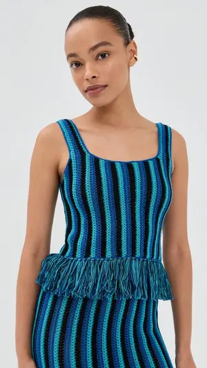 Escvdo Striped Crochet Top