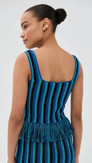 Escvdo Striped Crochet Top