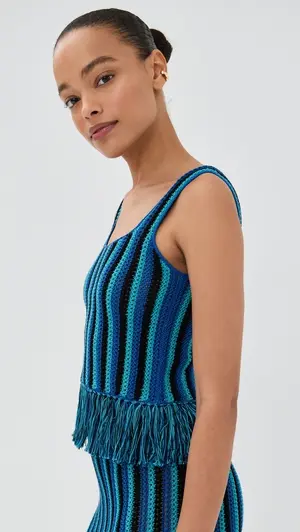 Escvdo Striped Crochet Top