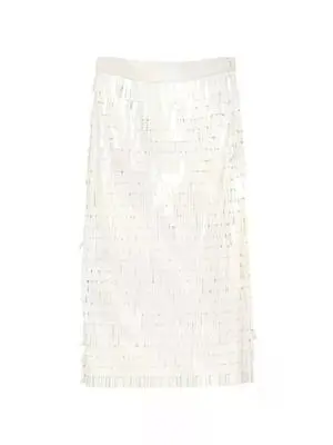 CIRCUS HOTEL Fringe Skirt - White