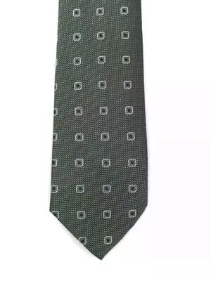 BOSS Geometric-pattern Tie - Green