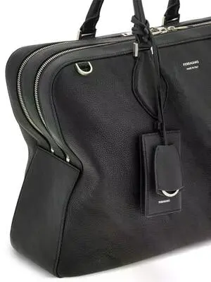 FERRAGAMO Leather Zip Tote - Black