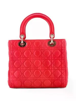 Dior Lady Medium Satchel Cannage Quilt Lambskin - Red