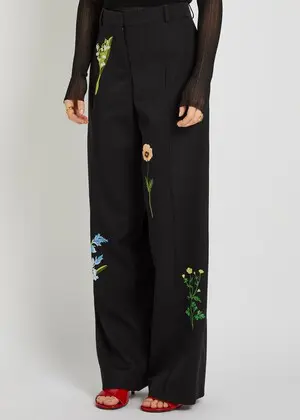 Stella McCartney Floral-embroidered Straight-leg Trousers