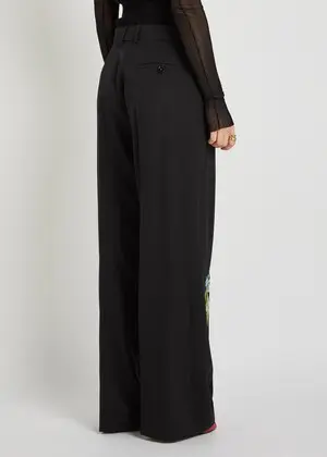 Stella McCartney Floral-embroidered Straight-leg Trousers