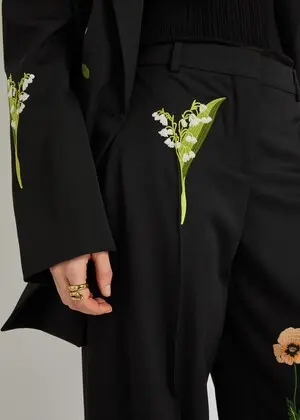 Stella McCartney Floral-embroidered Straight-leg Trousers
