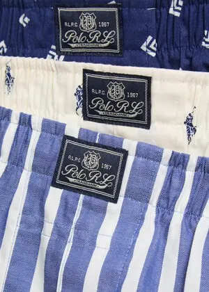 Polo Ralph Lauren Patterned Cotton Boxer Shorts Set Of Three