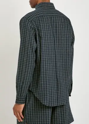 WALES BONNER London Logo Checked Stretch-linen Shirt