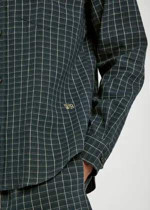 WALES BONNER London Logo Checked Stretch-linen Shirt