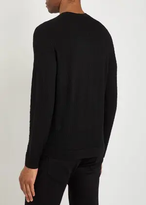 Emporio Armani Logo-weave Fine-knit Wool Jumper