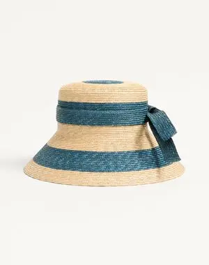 Valentino Garavani Vlogo Signature Straw Bucket Hat - Natural/blue