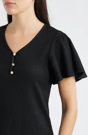 Anne Klein Short Flutter Sleeve Top