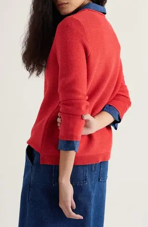 SEASALT CORNWALL Makers Rib Organic & Recycled Cotton Sweater - Tomato