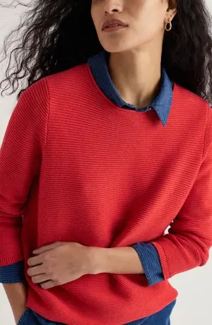 SEASALT CORNWALL Makers Rib Organic & Recycled Cotton Sweater - Tomato