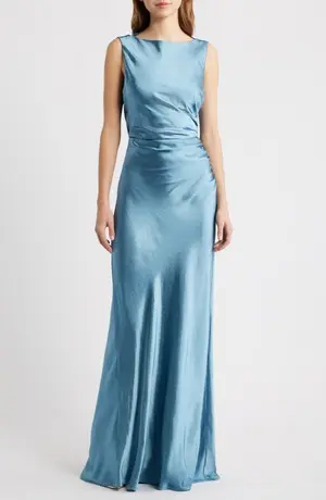 LUCY PARIS Halo Drape Satin Gown
