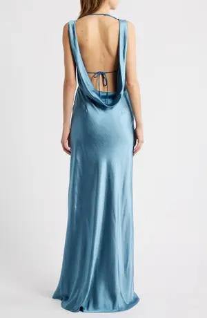 LUCY PARIS Halo Drape Satin Gown