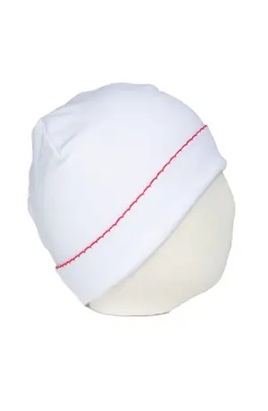 CUCLIE Hat With Picot Trim - White/red