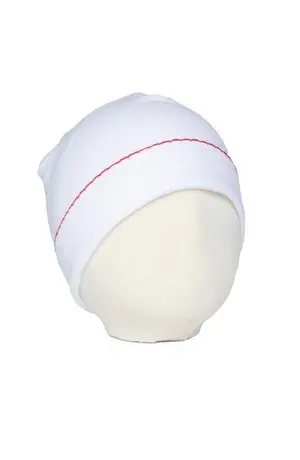 CUCLIE Hat With Picot Trim - White/red