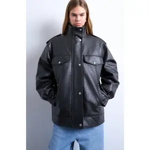 Topshop Oversized Faux Leather Jacket