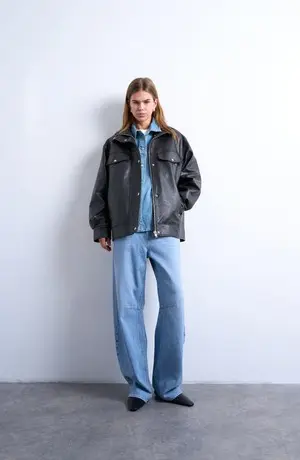 Topshop Oversized Faux Leather Jacket