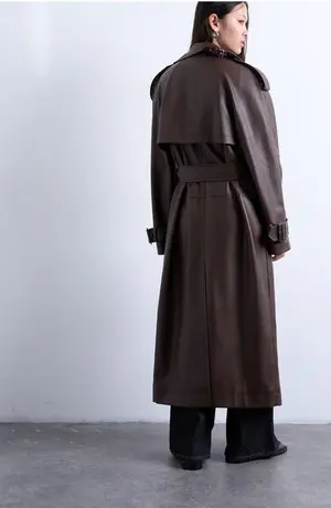 Topshop Pebble Faux Leather Trench Coat
